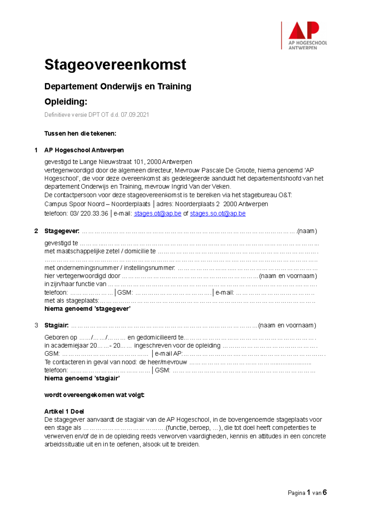 EBA SO naam voornaam LO stage 1 Designlab II - Stageovereenkomst ...