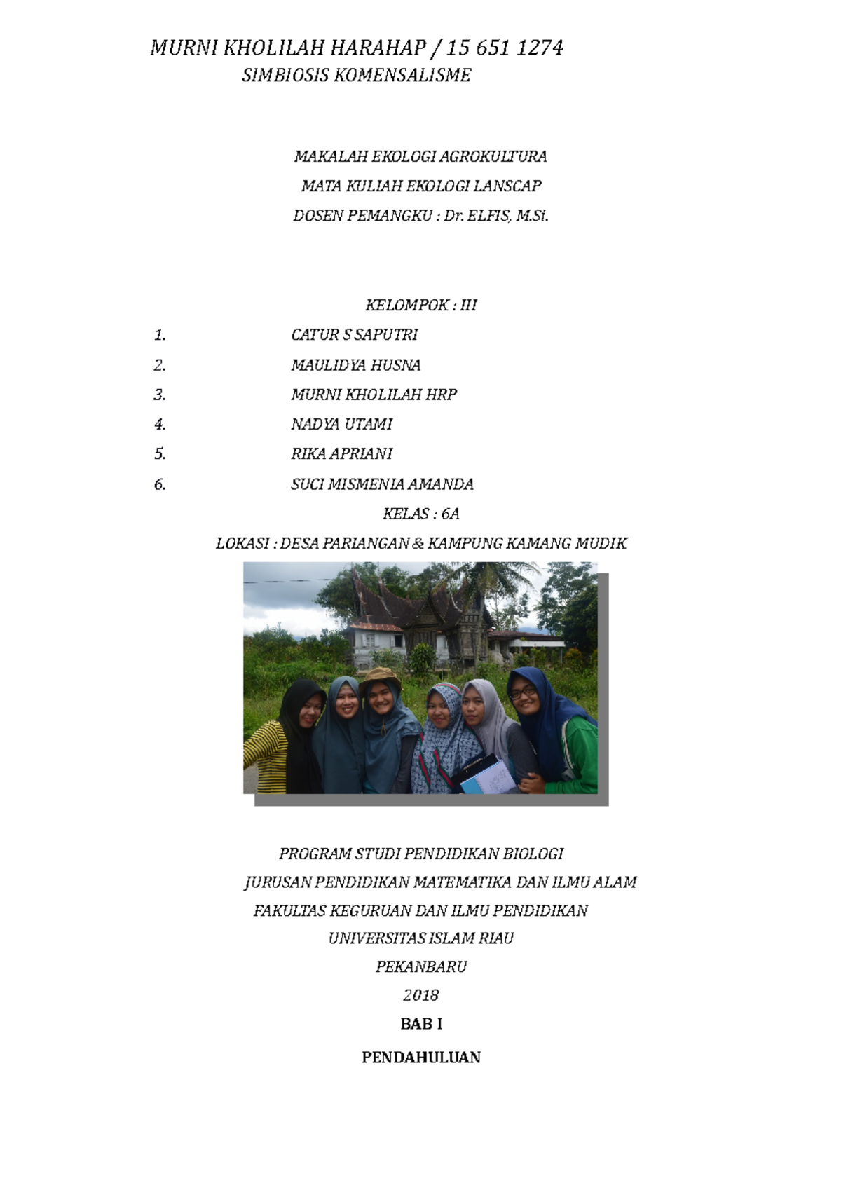 Laporan Pariangan - Random materi - UR - Studocu