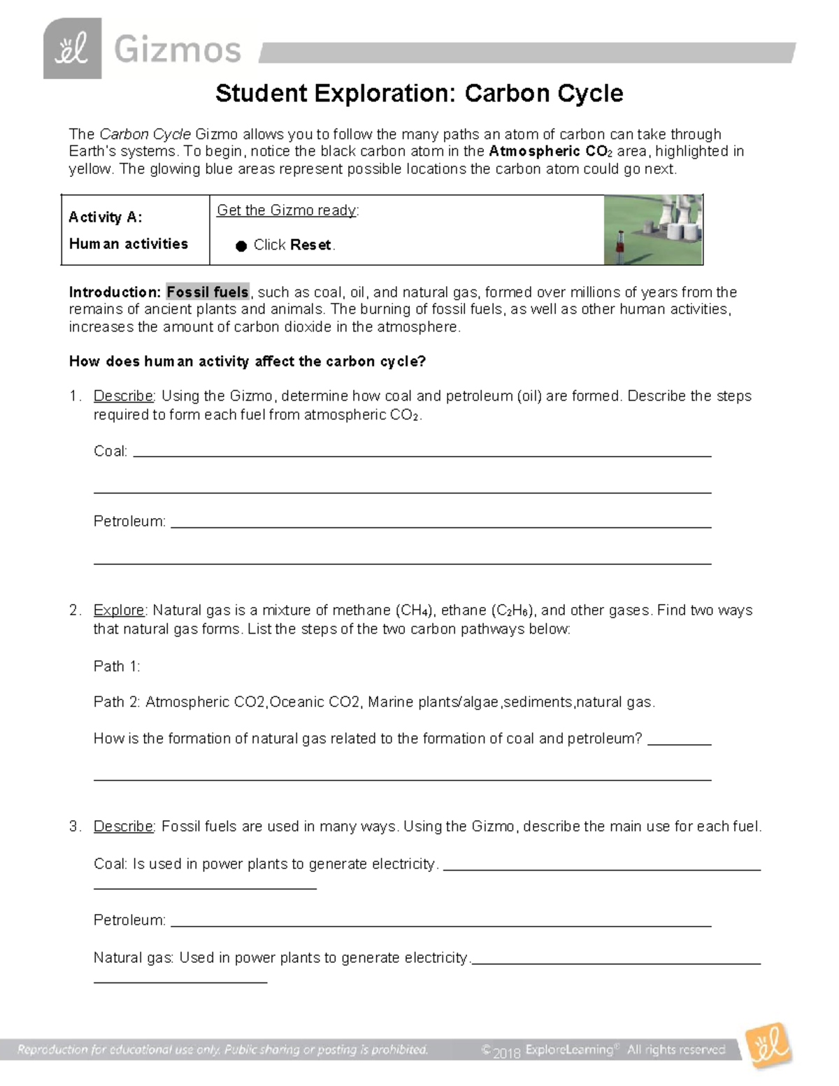 Copy of Carbon Cycle - Classwork - 2018 Student Exploration: Carbon ...