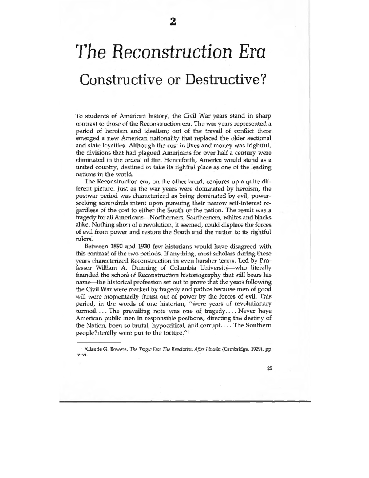 Constructive or destructive - 2 The Reconstruction Era Constructive or ...
