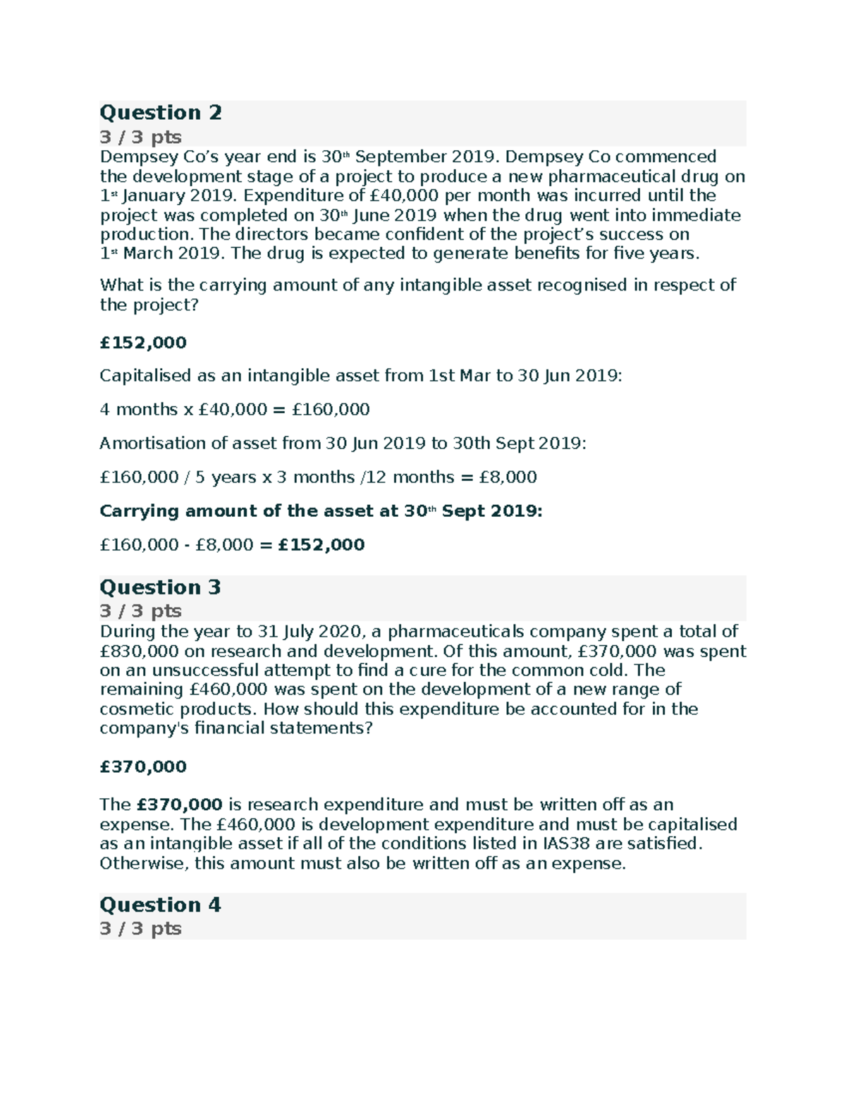 ACCA Mock exam and coursework - Question 2 3 / 3 pts Dempsey Co’s year ...