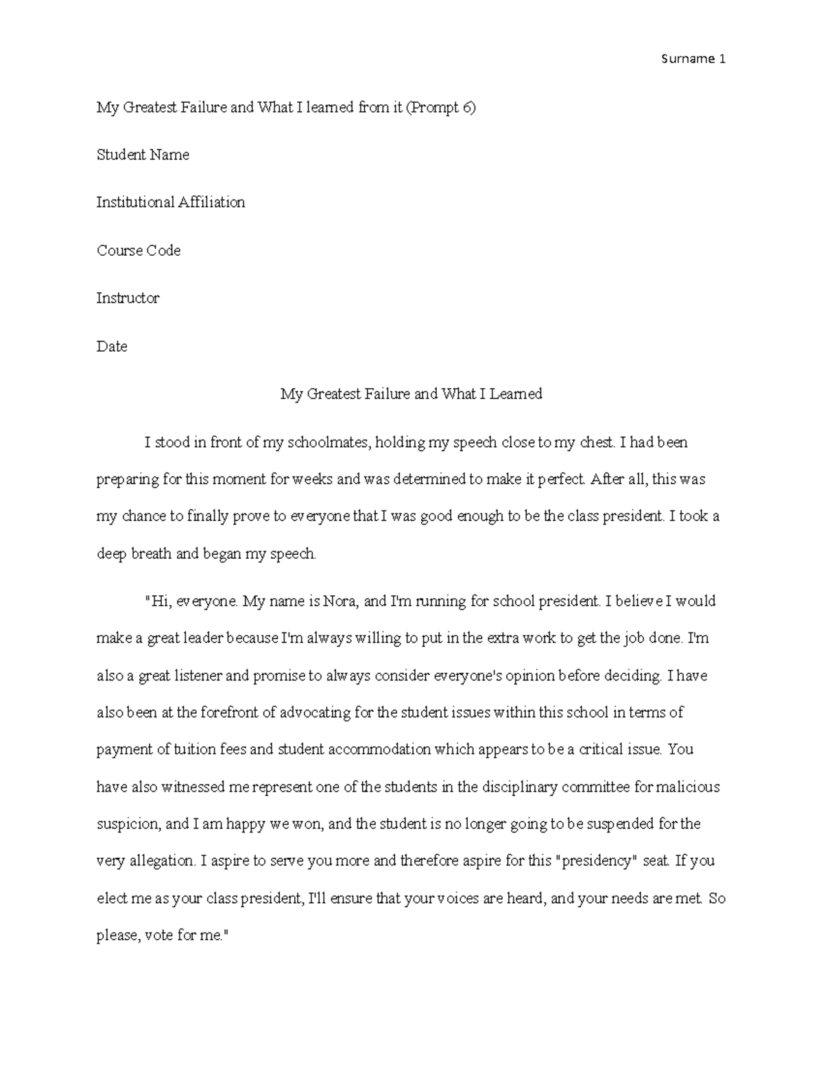 My Greatest Failure and What I learned from it (Prompt 6) - I had been ...