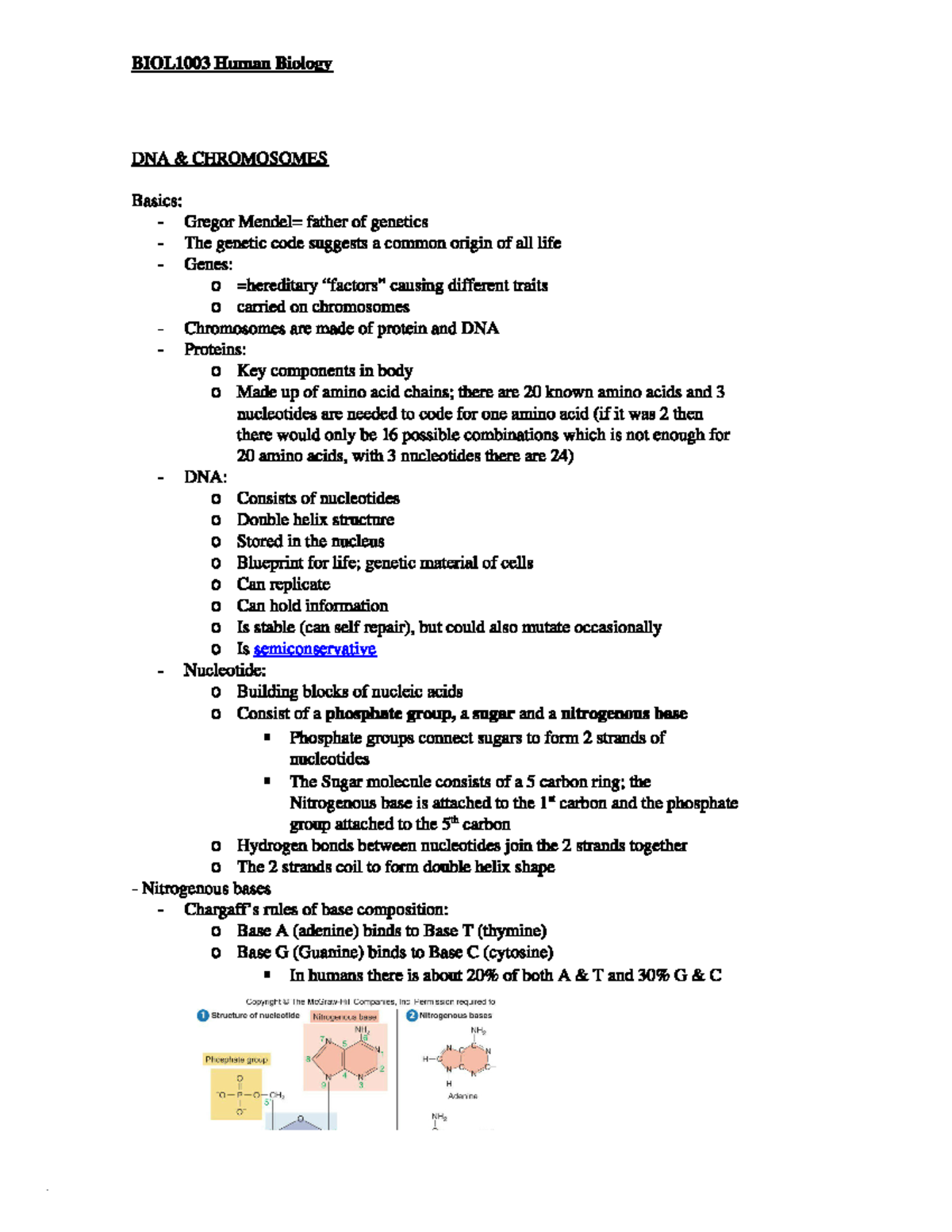Human Biology (Biol1003) - BIOL1003 - Studocu