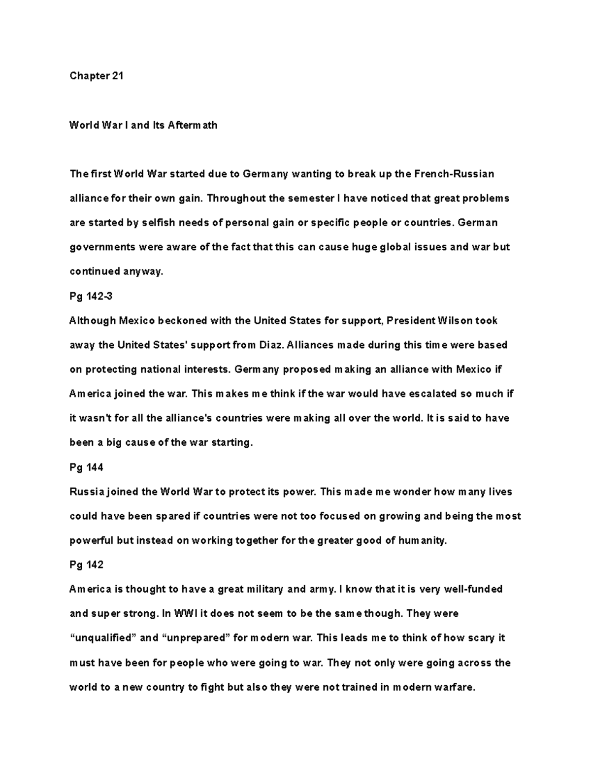 World War I and Its Aftermath - Google Docs - Chapter 21 World War I ...