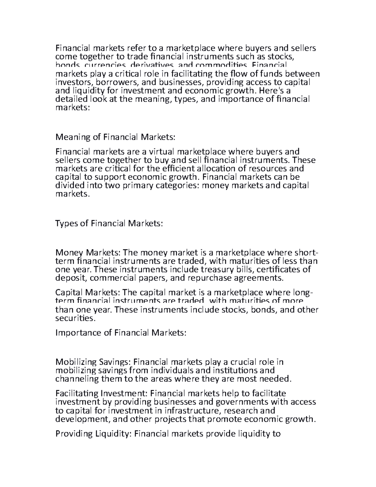 Meaning , types , importance of financial market - Financial markets ...