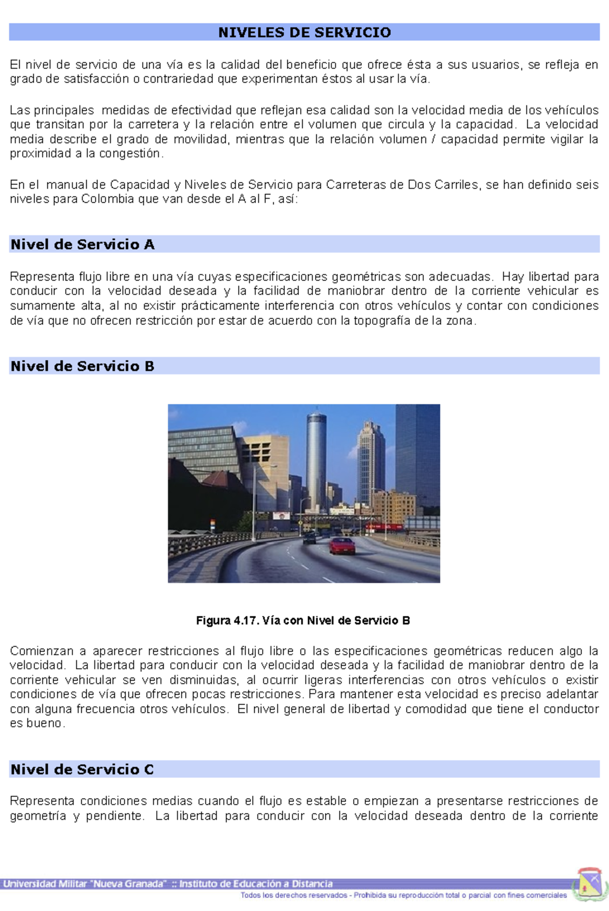 Niveles de servicio - Resumen transito y transporte - NIVELES DE ...