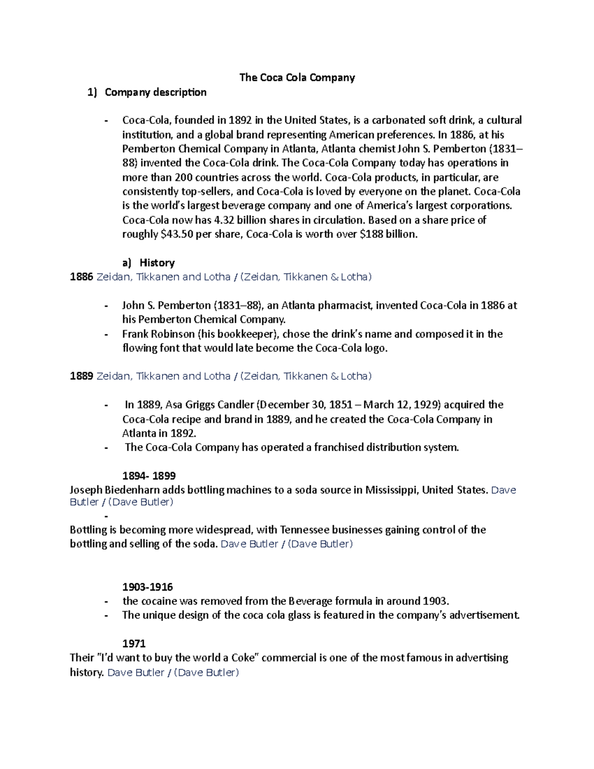 The Coca Cola company - The Coca Cola Company Company description Coca ...