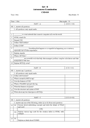 Autonomous Examination- Cciot-set1 - Set - I Autonomous Examination CSD ...