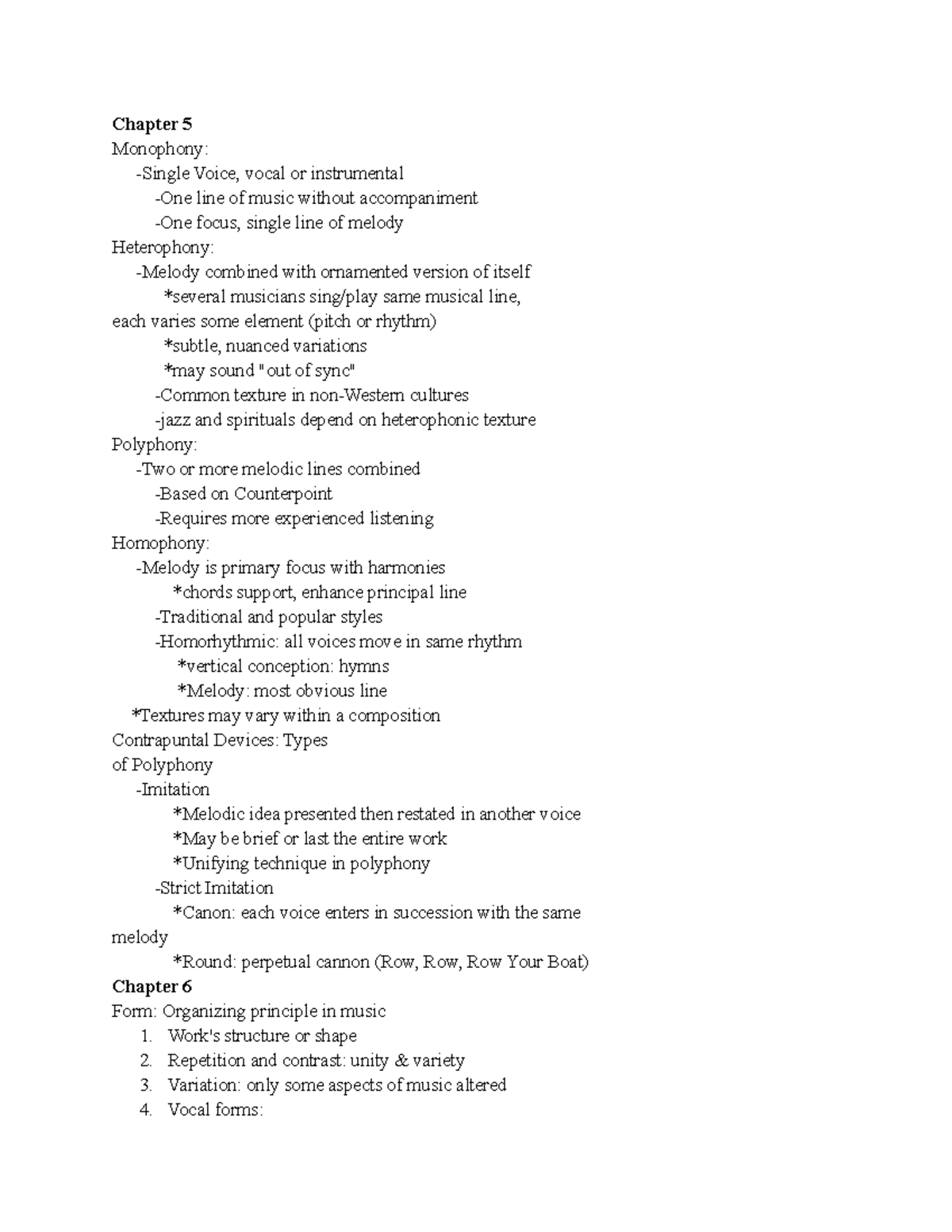 Music Appreciation Notes - Chapter 5 Monophony: -Single Voice, vocal or ...