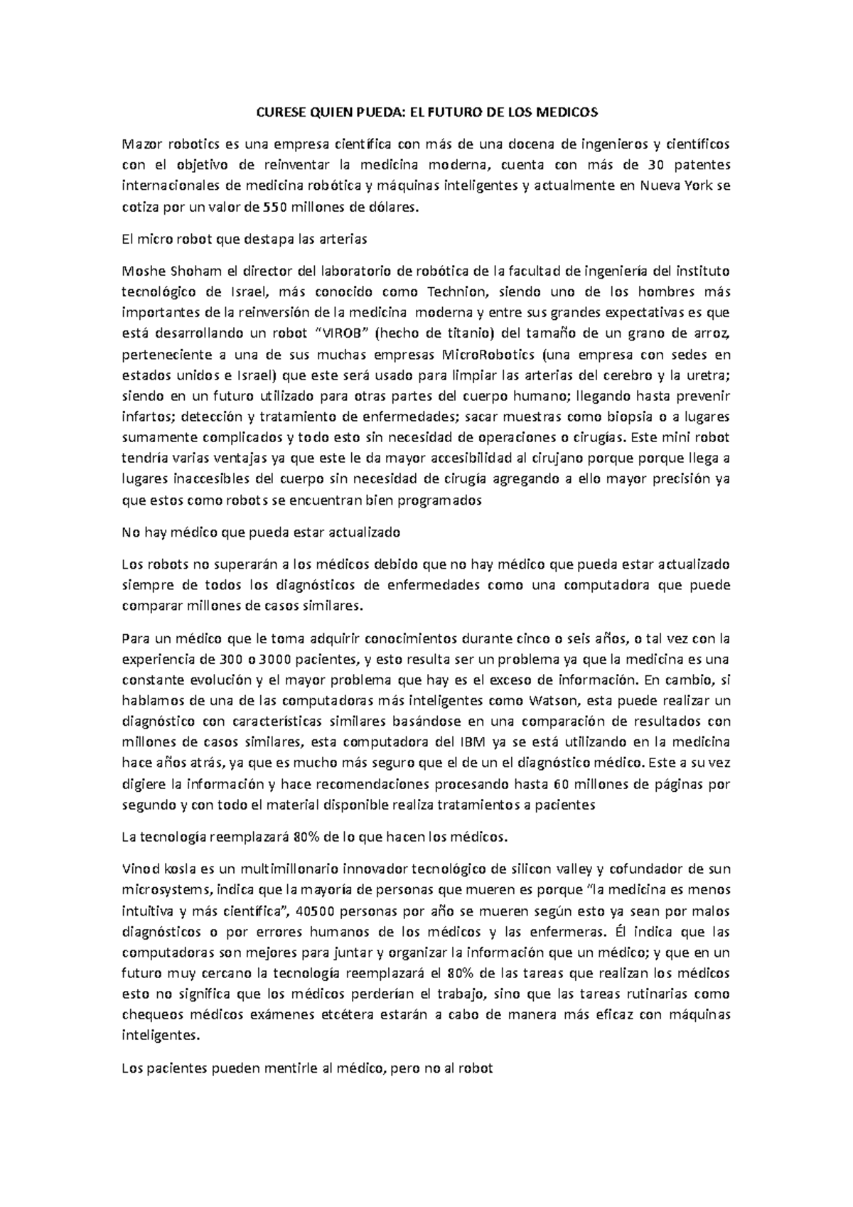 Curese Quien Pueda CON Lectur - CURESE QUIEN PUEDA: EL FUTURO DE LOS ...