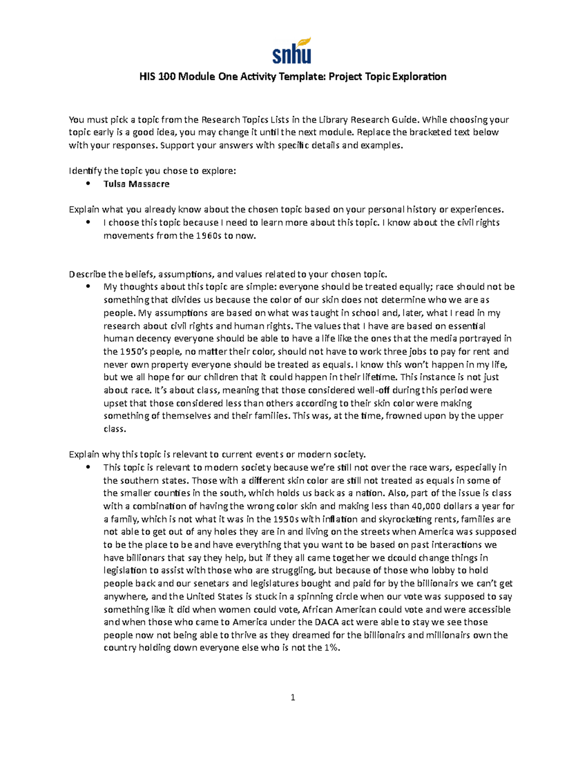 HIS 100 Module One Activity Template - GHZ - HIS 100 Module One ...