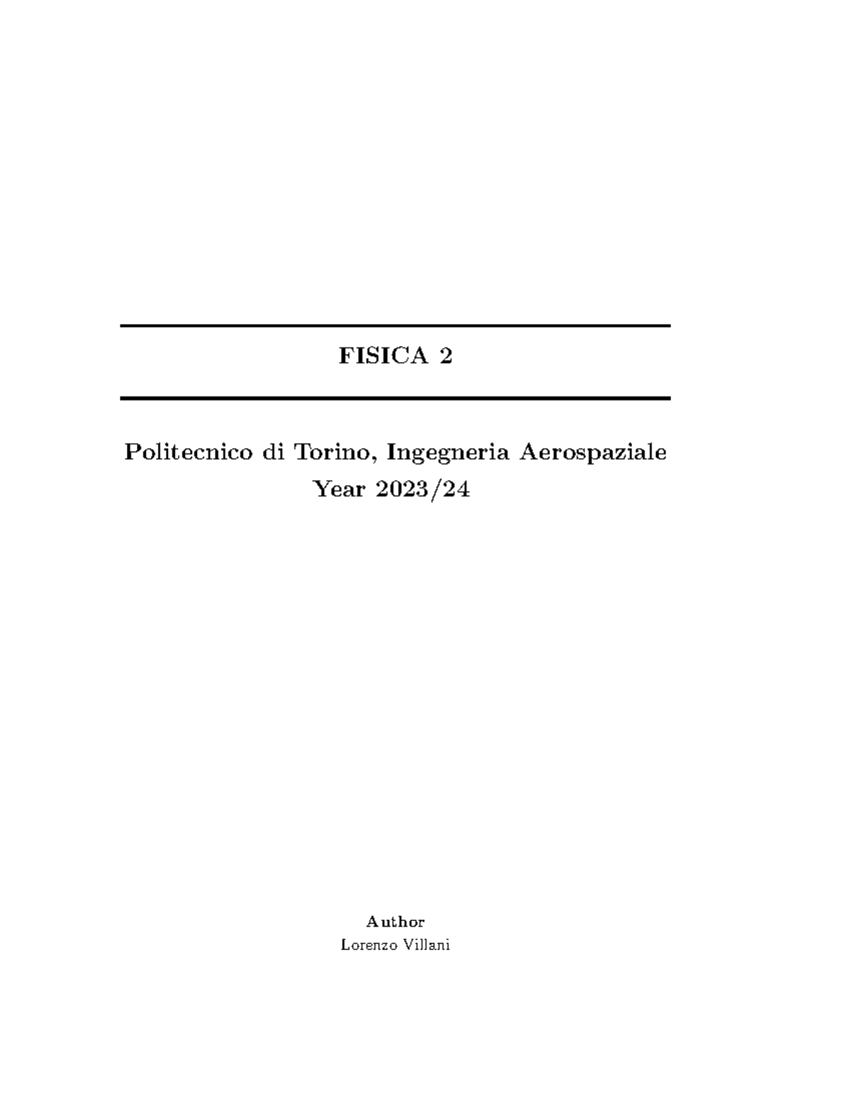 Fisica 2 - FISICA 2 Politecnico di Torino, Ingegneria Aerospaziale Year ...