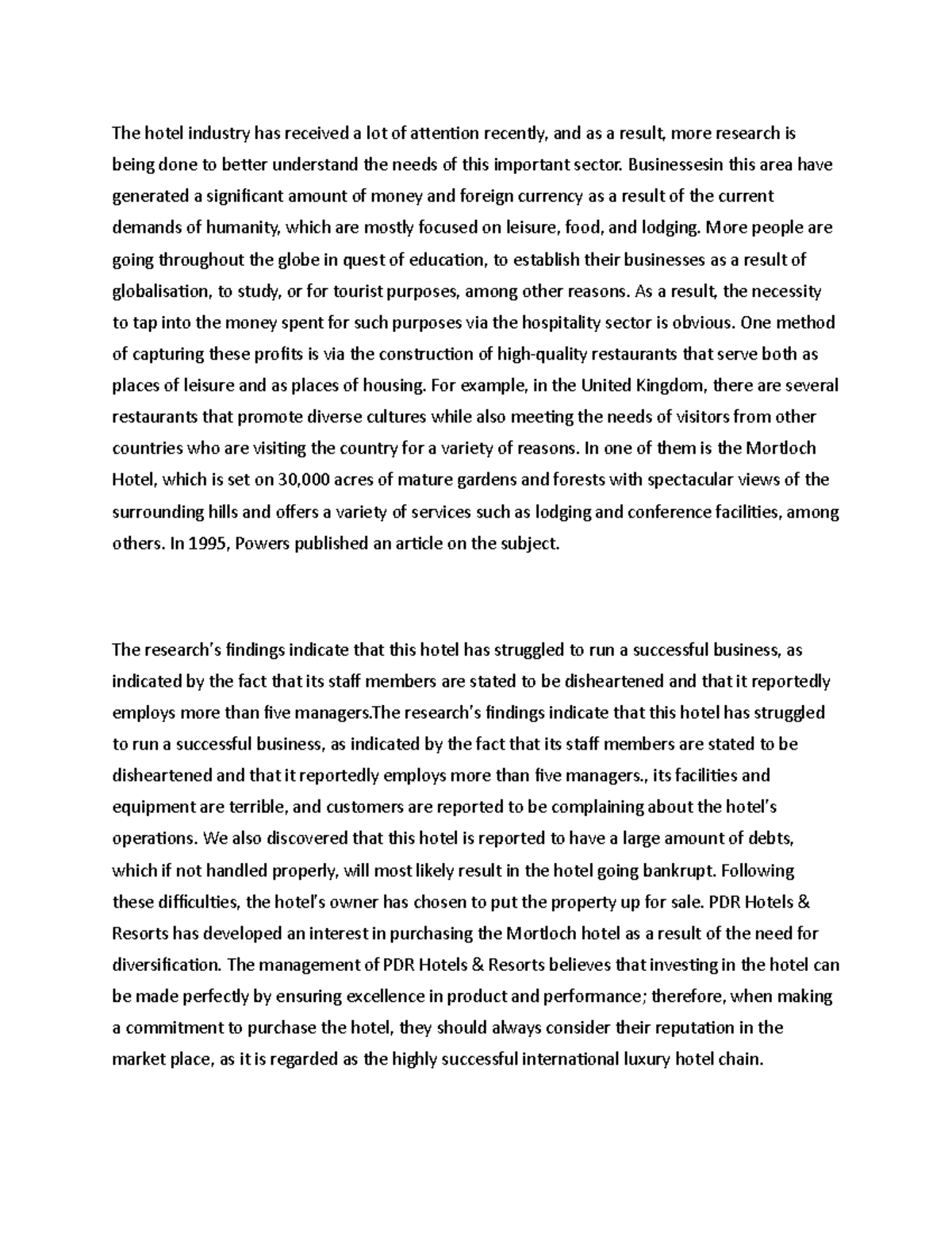 International luxury hotel chain essay - The hotel industry has ...