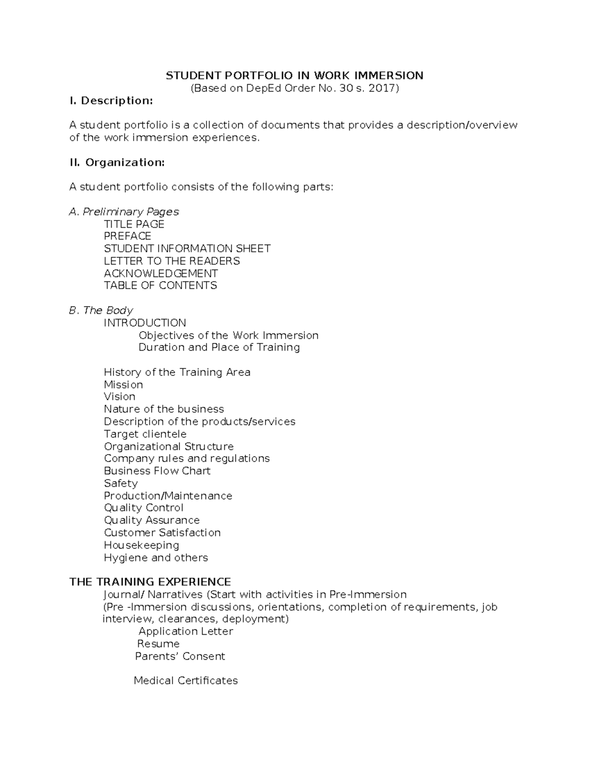 Student Protfolio IN WORK Immersion - STUDENT PORTFOLIO IN WORK ...