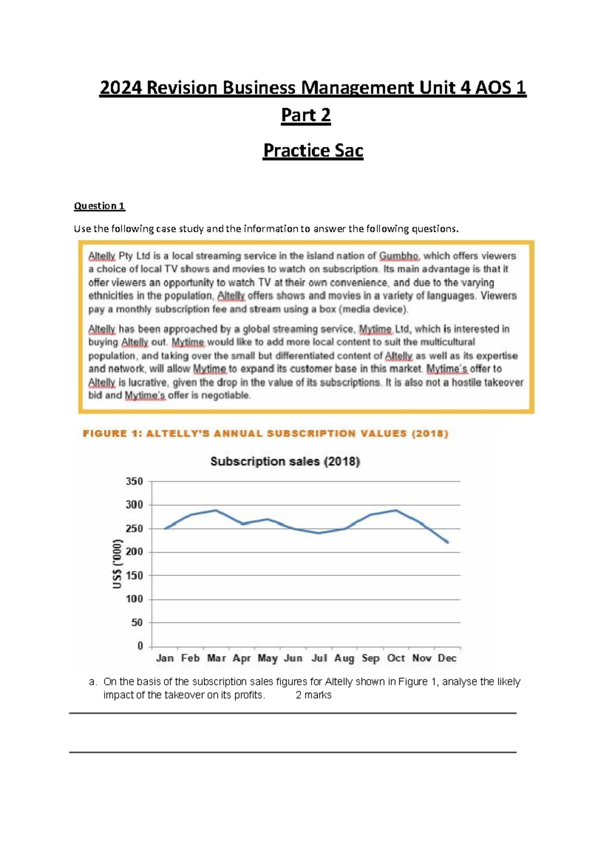 Practice sac2024 U4 AOS 1 Part B - 2024 Revision Business Management ...