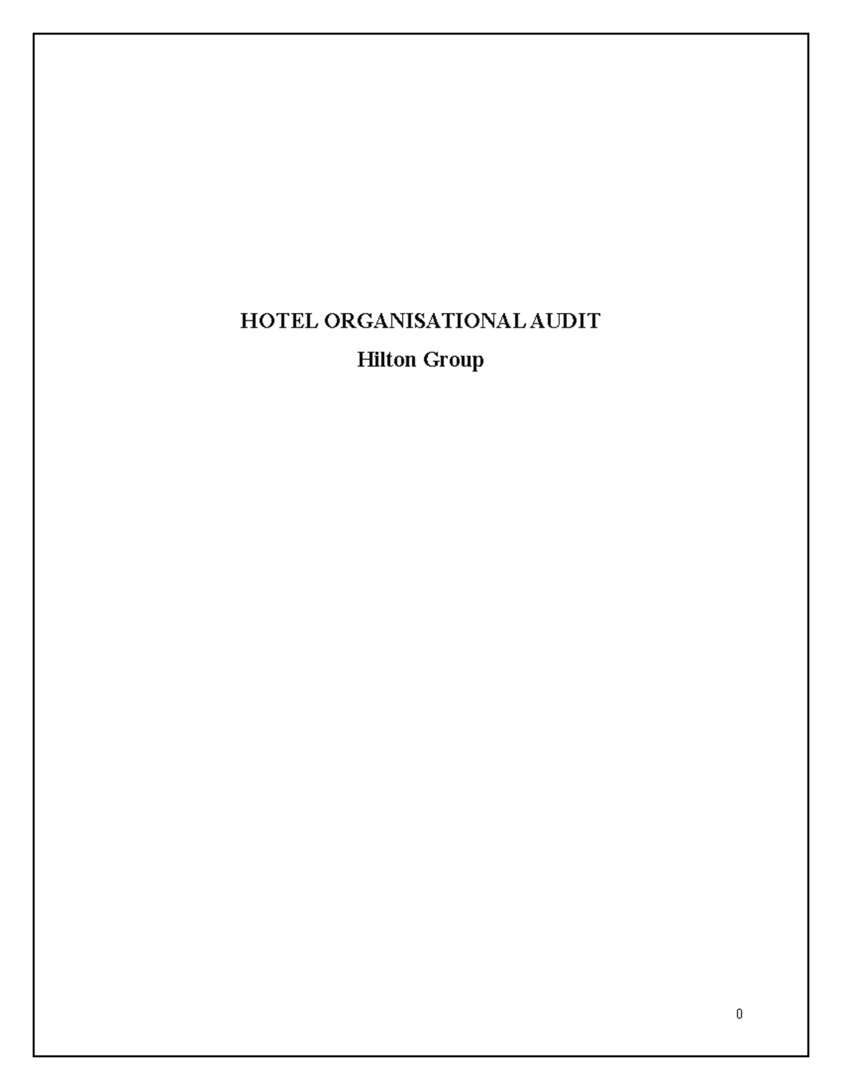 Hotel Organisational Audit - UWTSD - Studocu