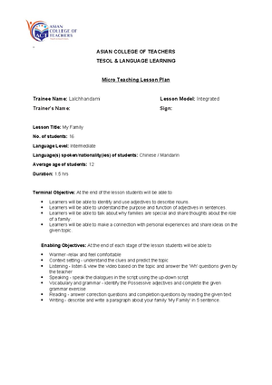 Tesol Module 1 Assignments - TESOL Module 1 Assignment Question A ...