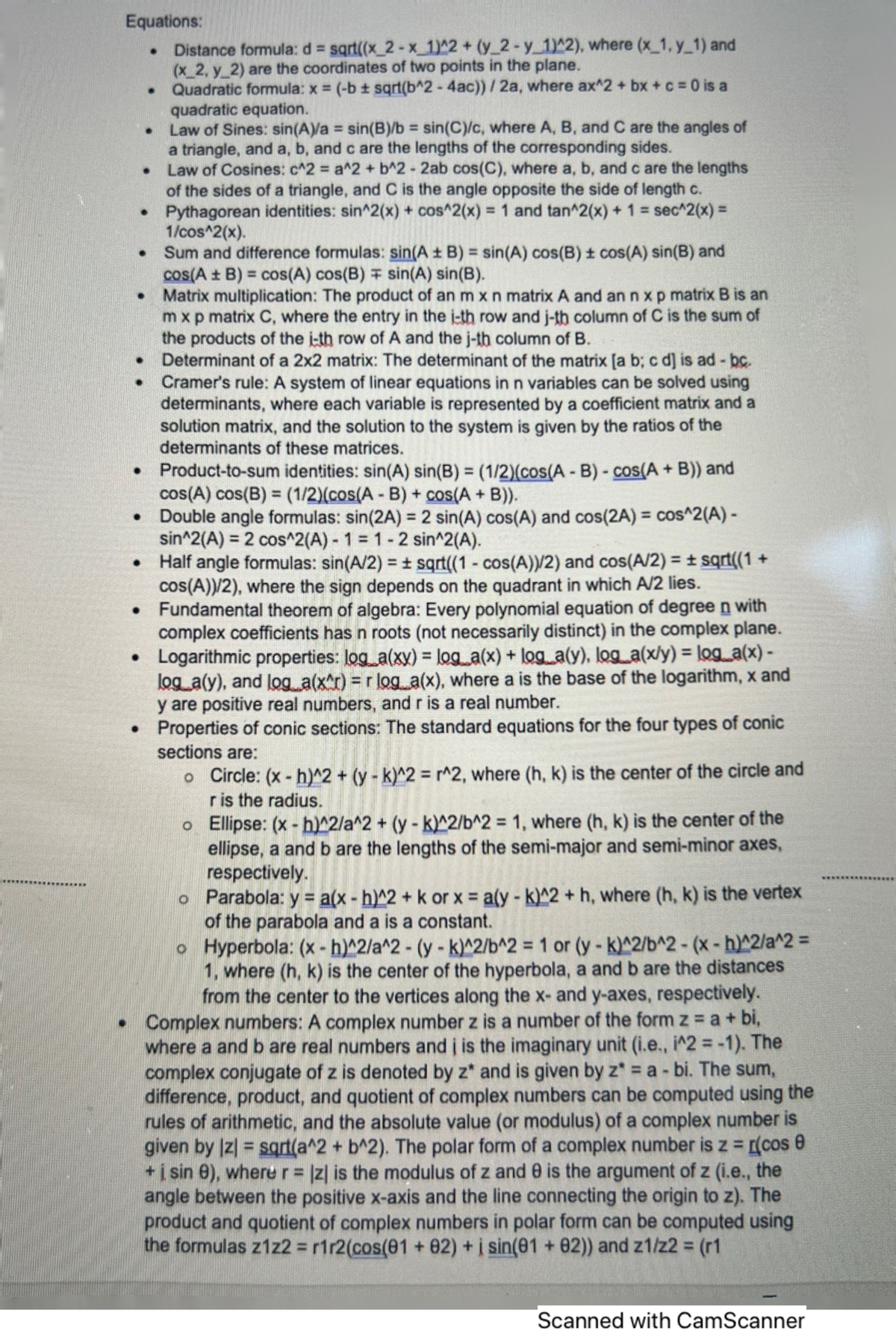 Pre C Equations - Precalculus assignment Practice homework - e Distance ...