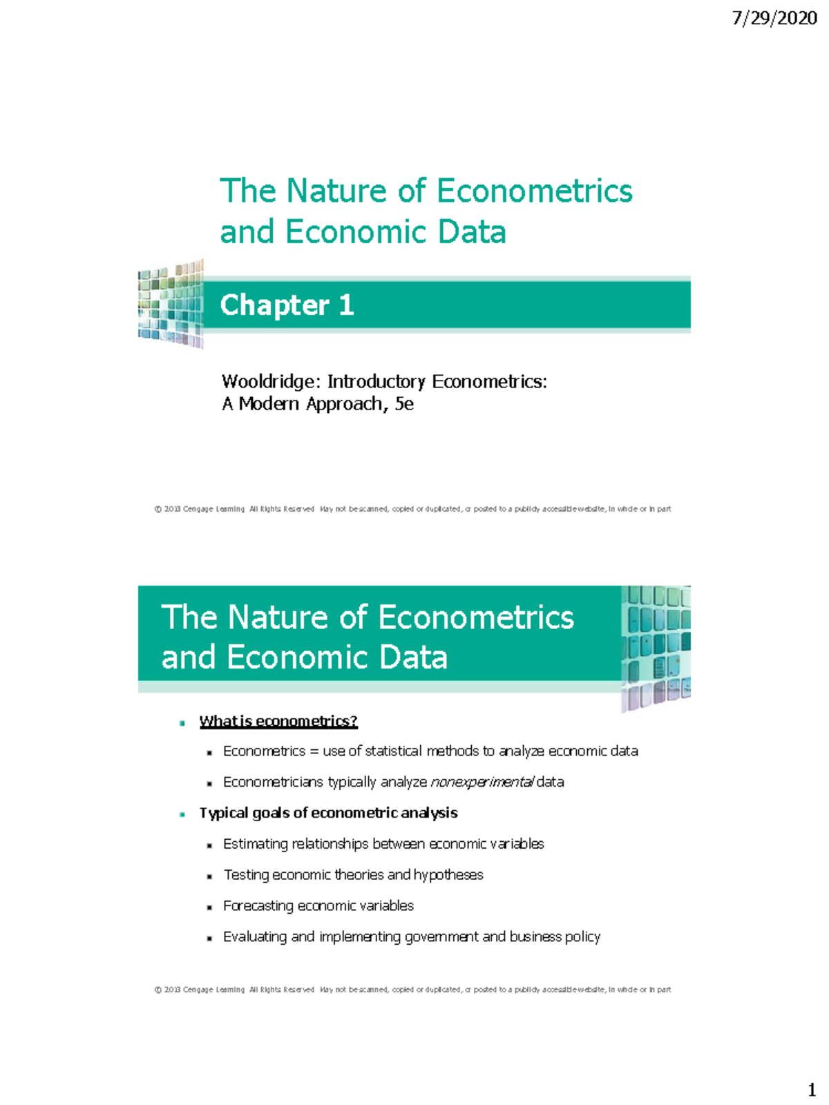 B03021 Chapter 1 The Nature Data - © 2013 Cengage Learning. All Rights ...