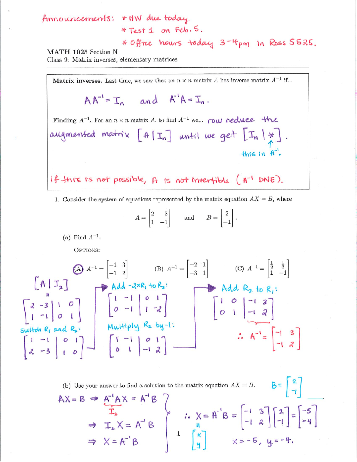 Class 9 Solutions - Sc/Math 1025 - Studocu