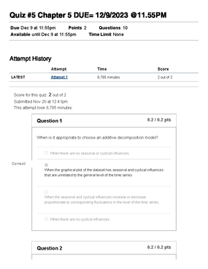 Quiz 4 Chapter 4 Results - Quiz #4 Chapter 4 DUE= 12/3/2023 @11 Due Dec ...