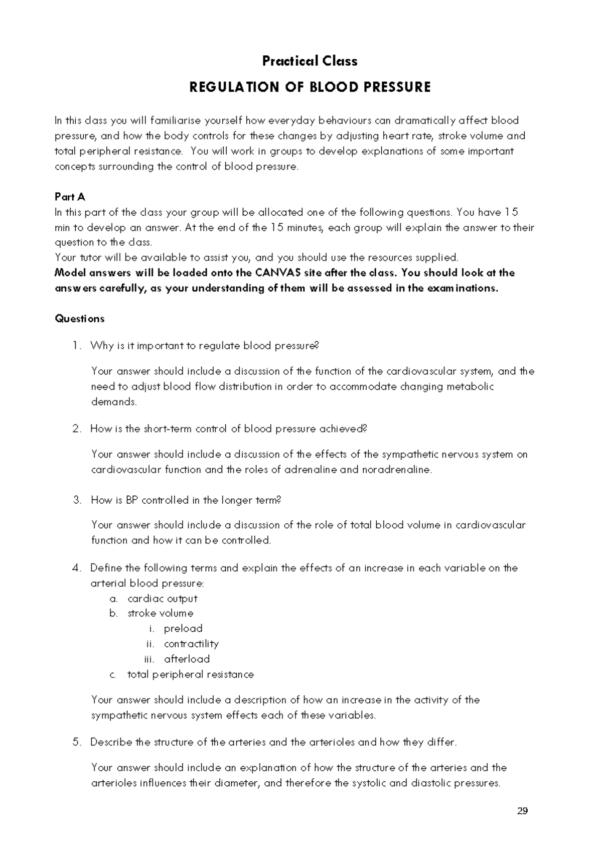 Regulation of BP - Practical Class REGULATION OF BLOOD PRESSURE In this ...
