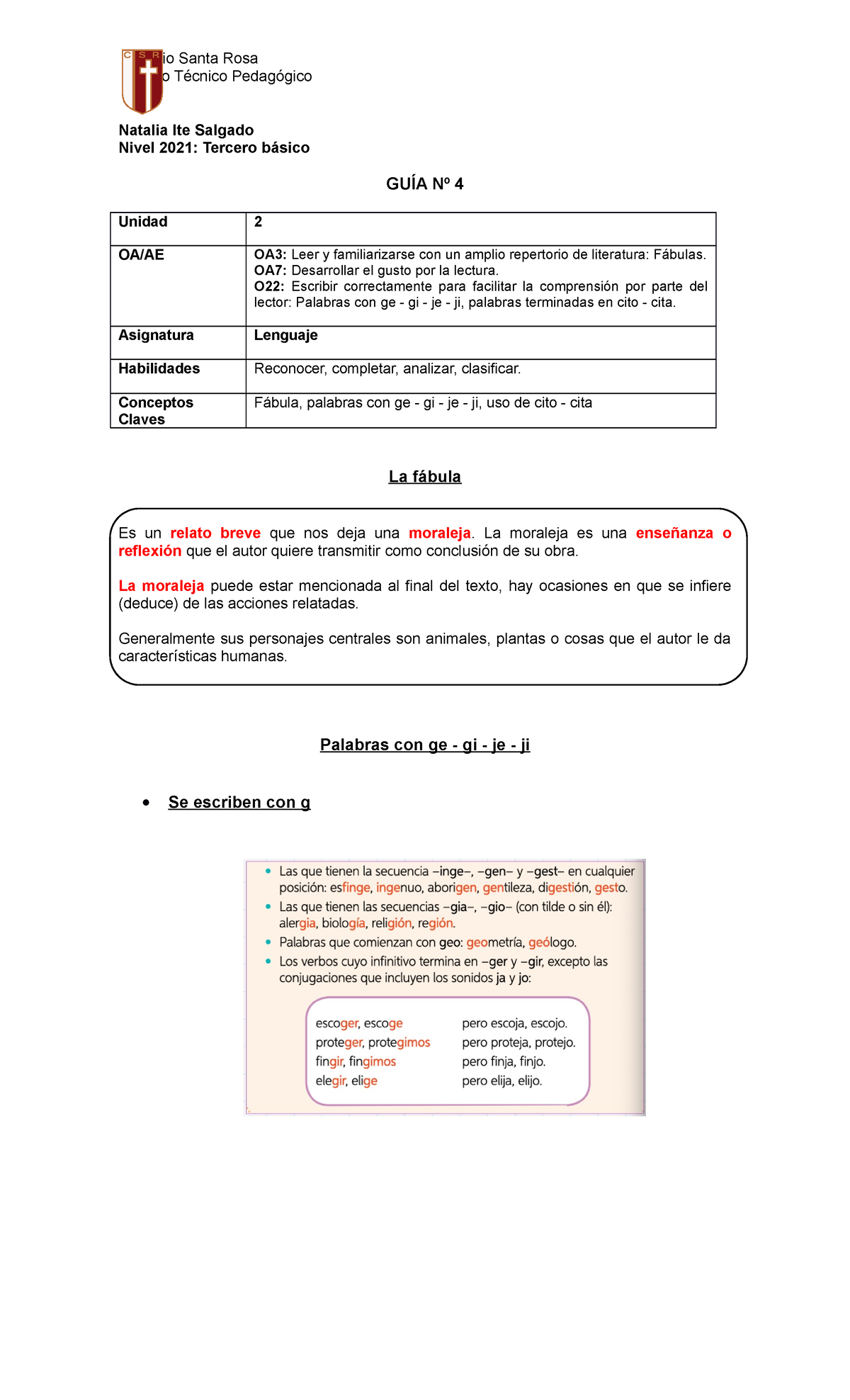 Guia lenguaje 3ro junio - Equipo Técnico Pedagógico Natalia Ite Salgado ...