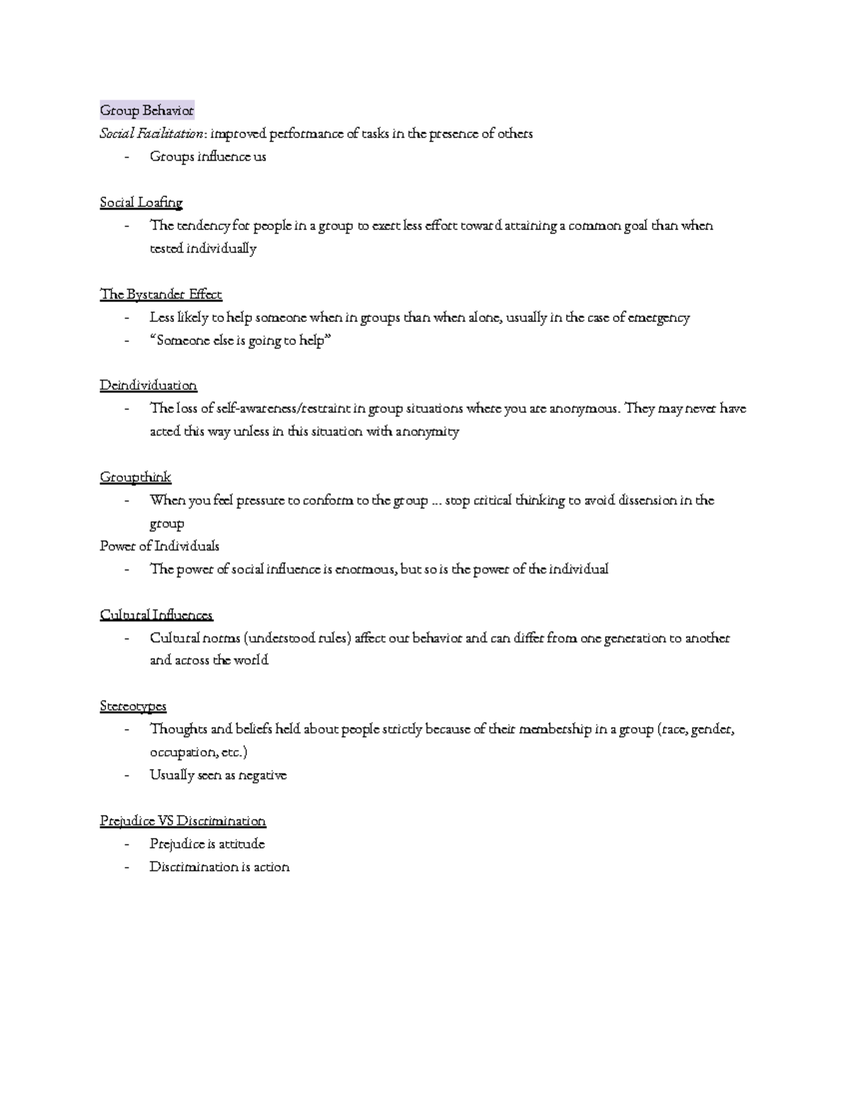 Group Behavior Notes - Group Behavior Social Facilitation: improved ...