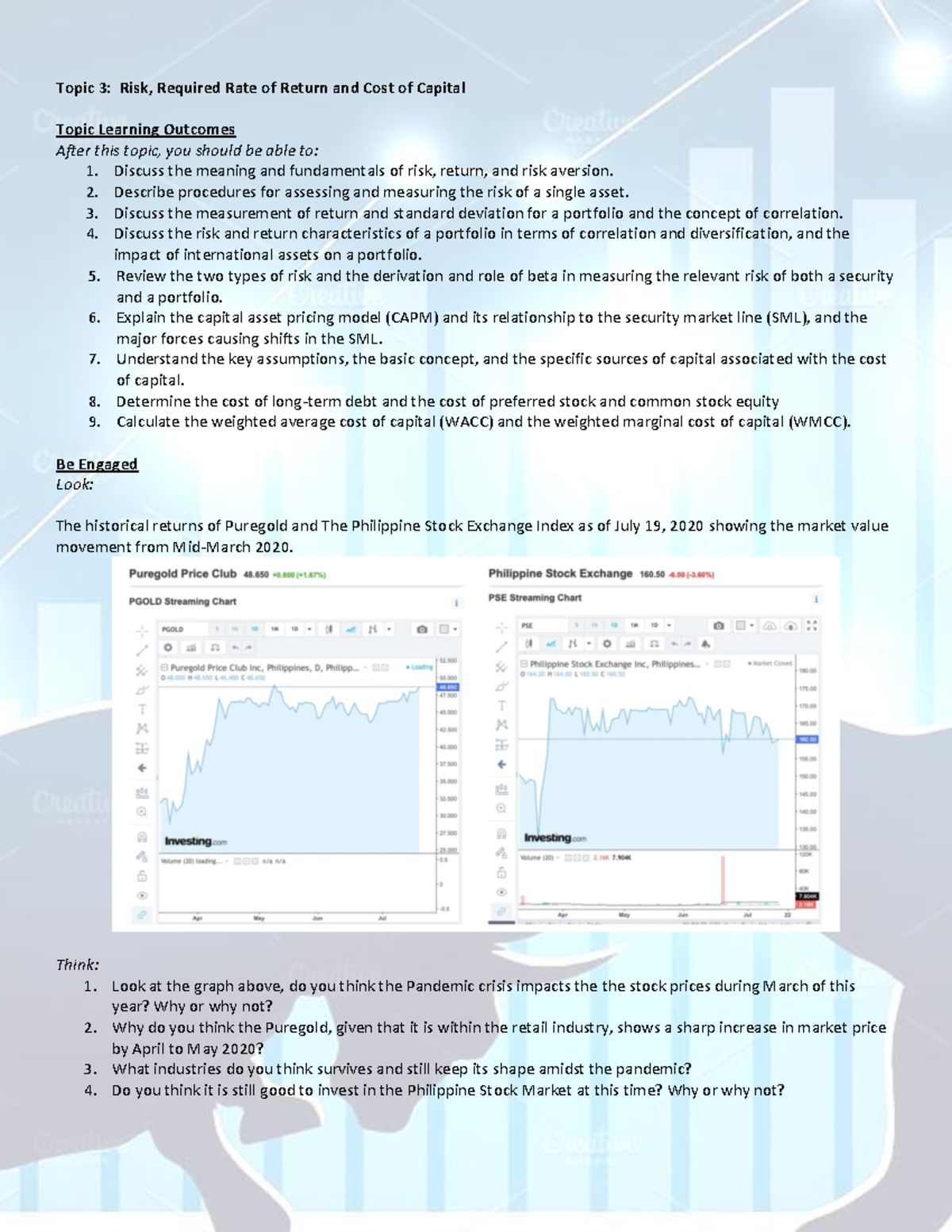 3 Risk, Required Rate of Return and Cost of Capital - Discuss the ...