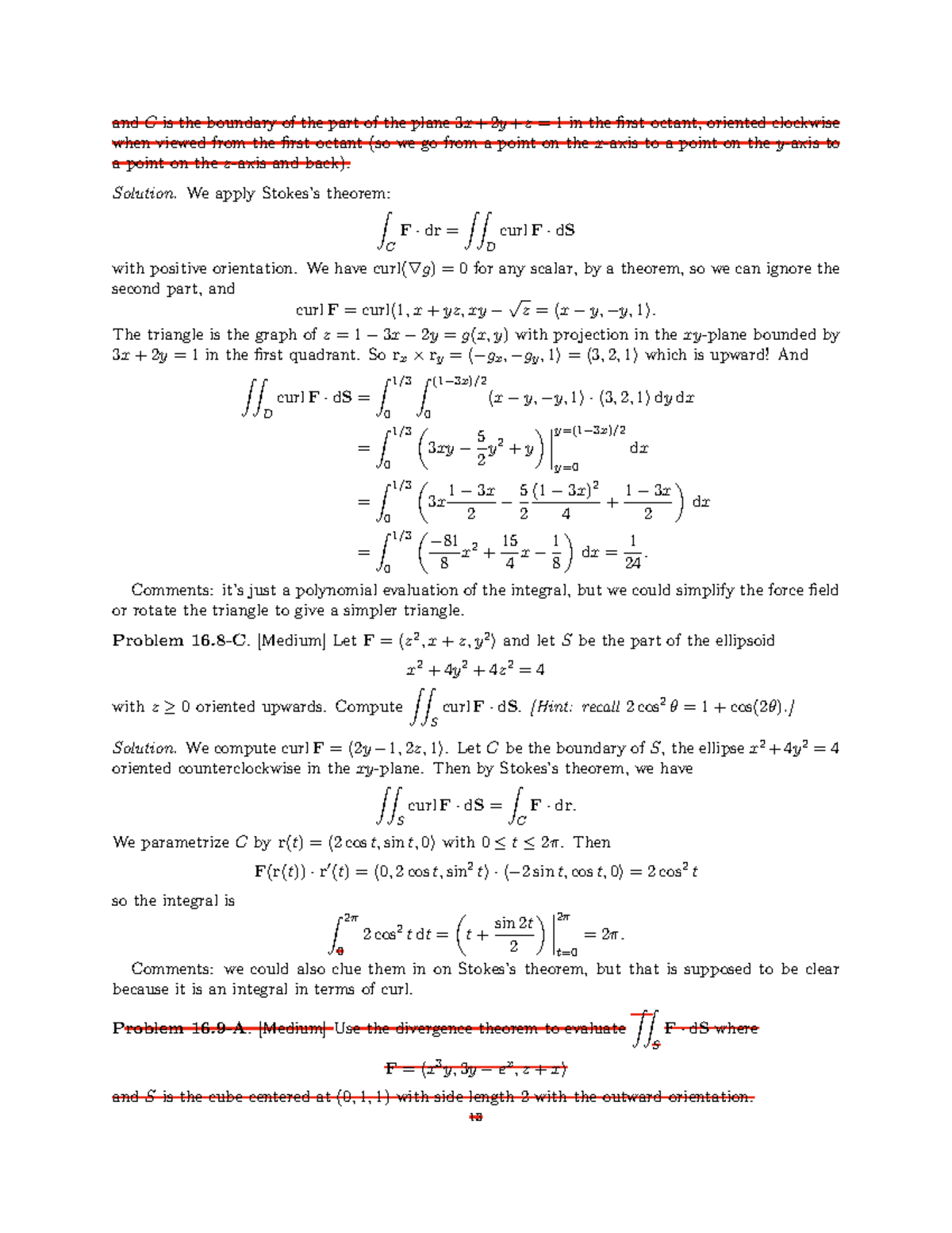 Exercise solutions - Excersie solution - and C is the boundary of the ...