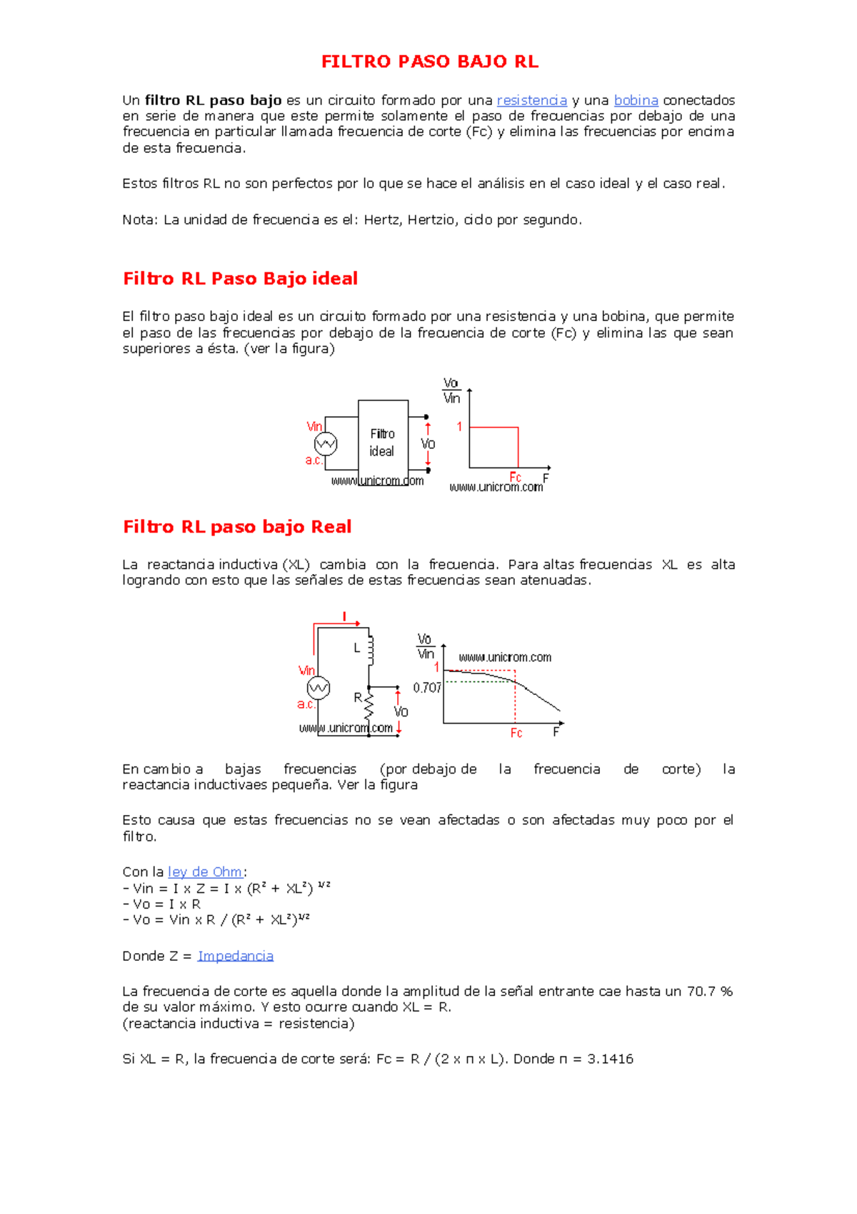 Filtro PASO BAJO RL - ES DONDE SE ENCONTRARA AL MENOS ALGO QUE PUEDA ...