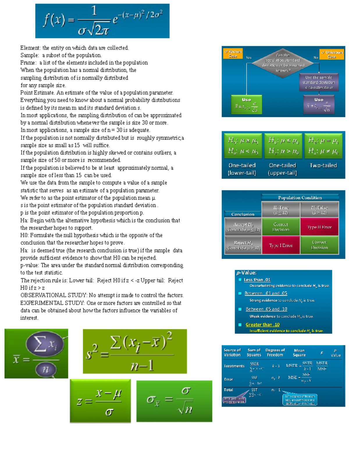 Exam 3 Cheat Sheet - Element: the entity on which data are collected ...