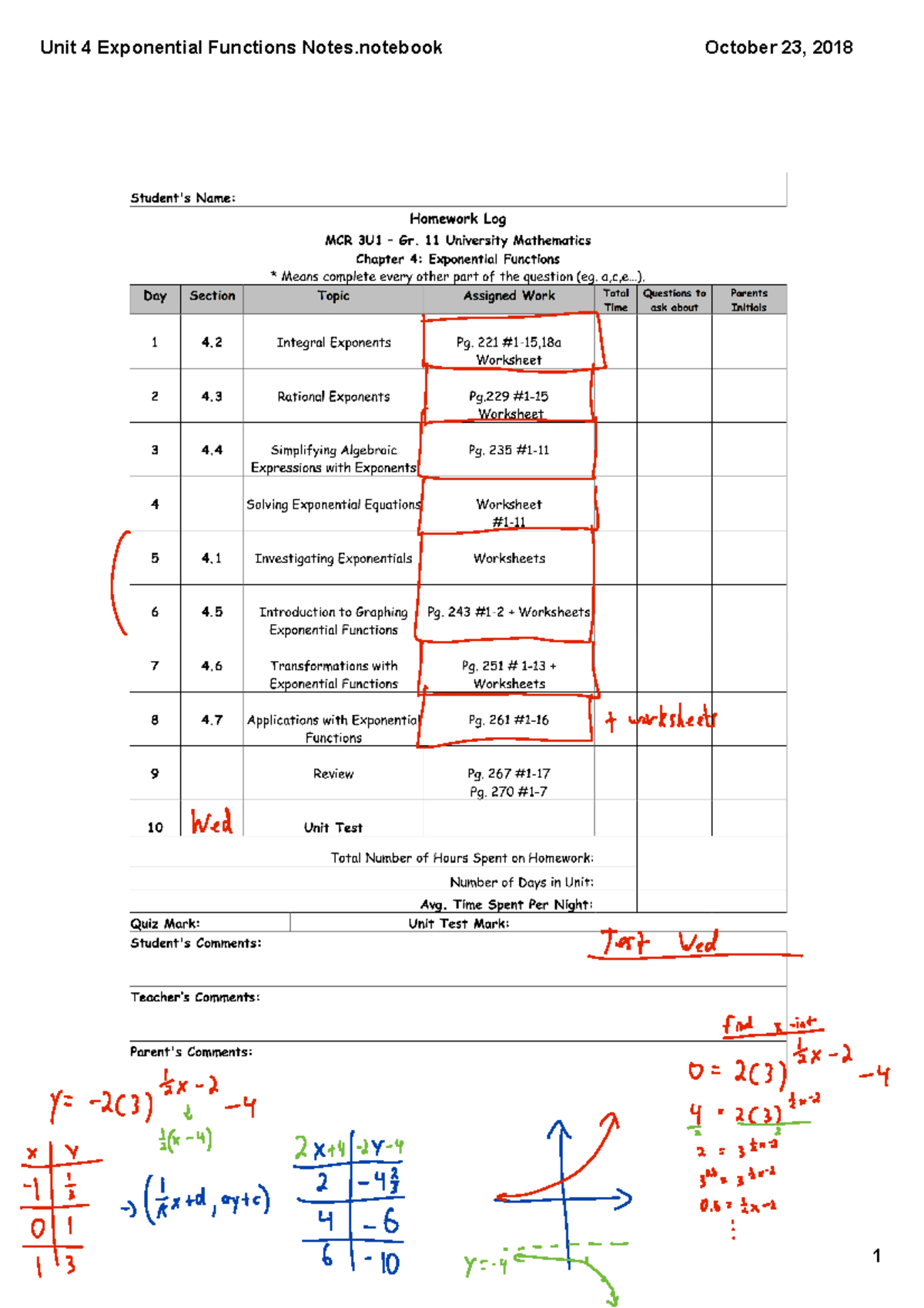 Chapter 4 Notes - Unit 4 Exponential Functions Notes 1 October 23, 2018 ...