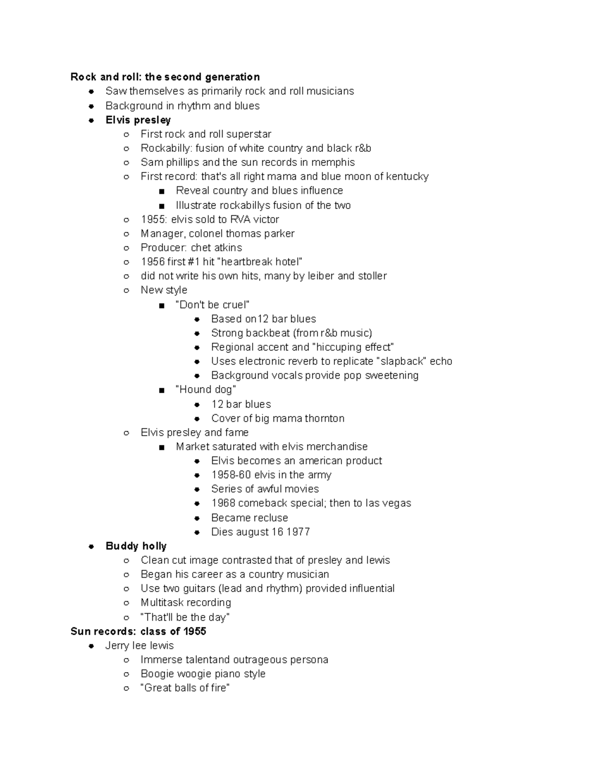 Rock and roll the second generation - Studocu