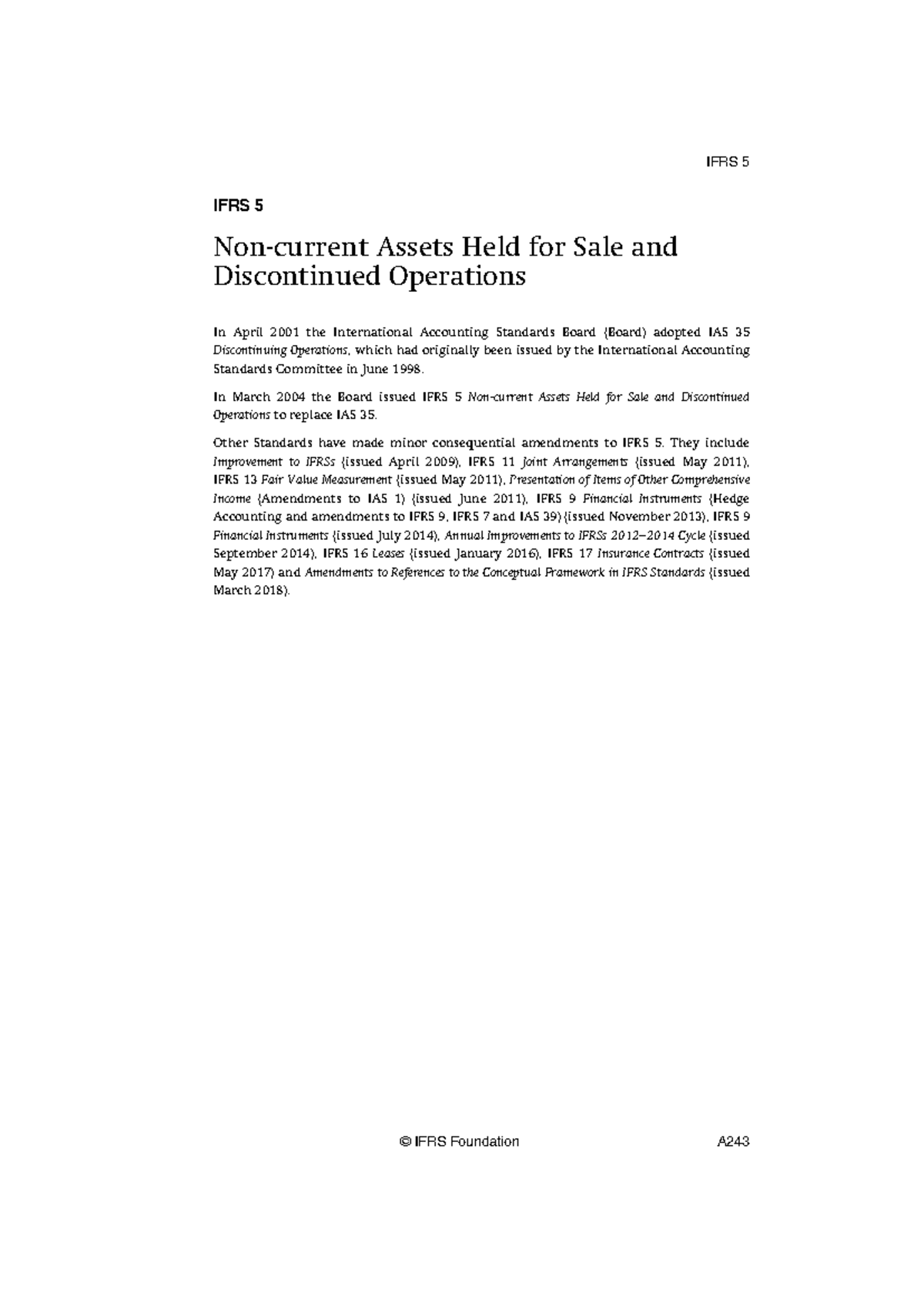 Ifrs 5 non current assets held for sale and discontinued operations ...
