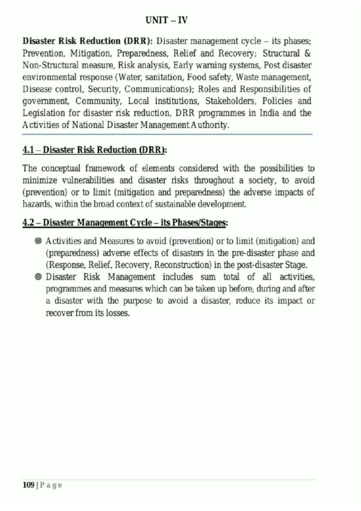Disaster risk reduction in disaster management - UNIT IV Disaster Risk ...
