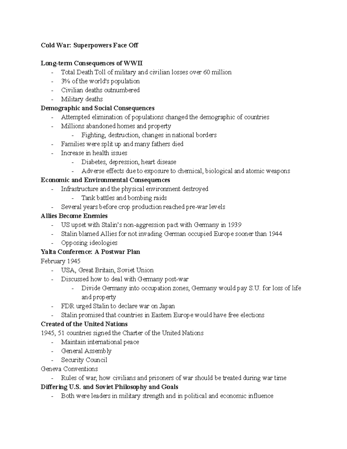 #4 Honors World Notebook - Cold War: Superpowers Face Off Long-term ...