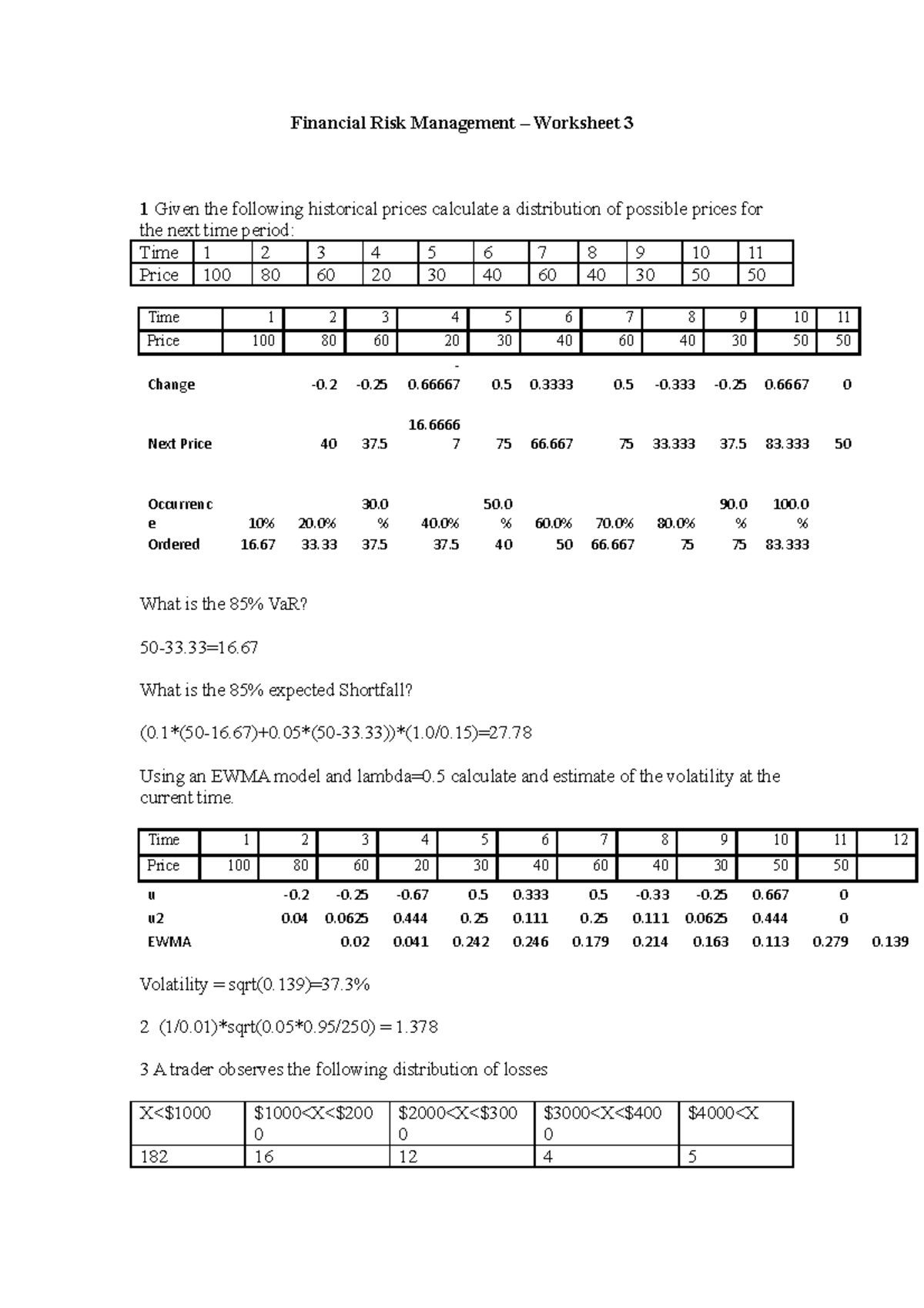 Financial Risk Management Worksheet 3 - Studocu