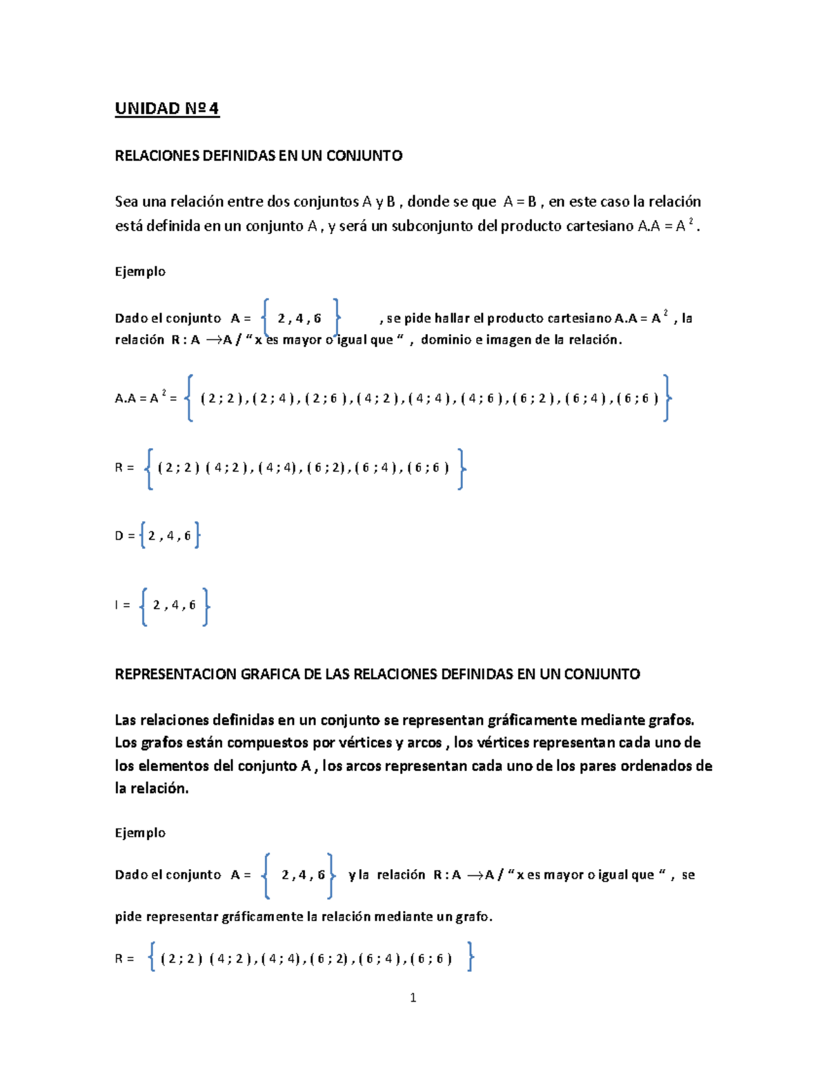 Unidad Nº 4 Relaciones EN UN Conjunto - UNIDAD Nº 4 RELACIONES ...