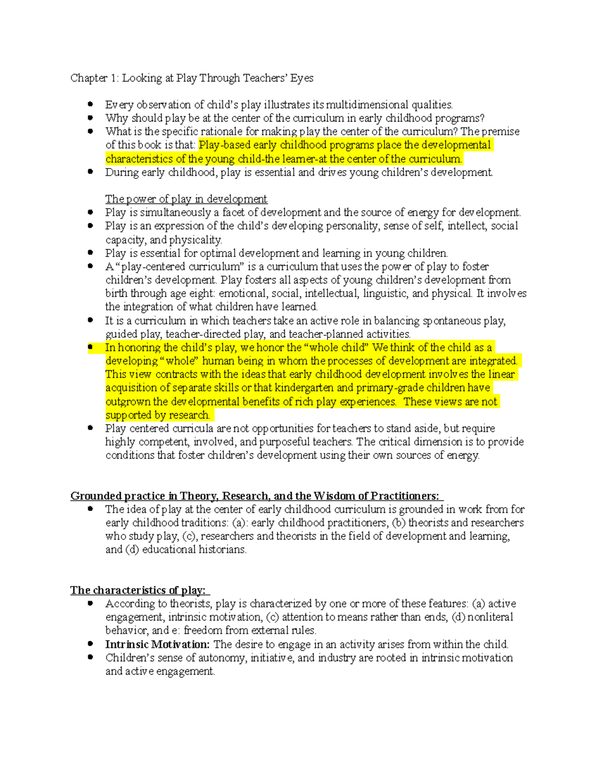 Creactivity and Play Chapter 1 notes - Chapter 1: Looking at Play ...