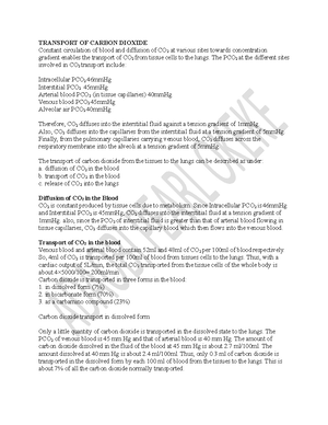 Transport OF Carbon Dioxide-1 - TRANSPORT OF CARBON DIOXIDE Constant ...