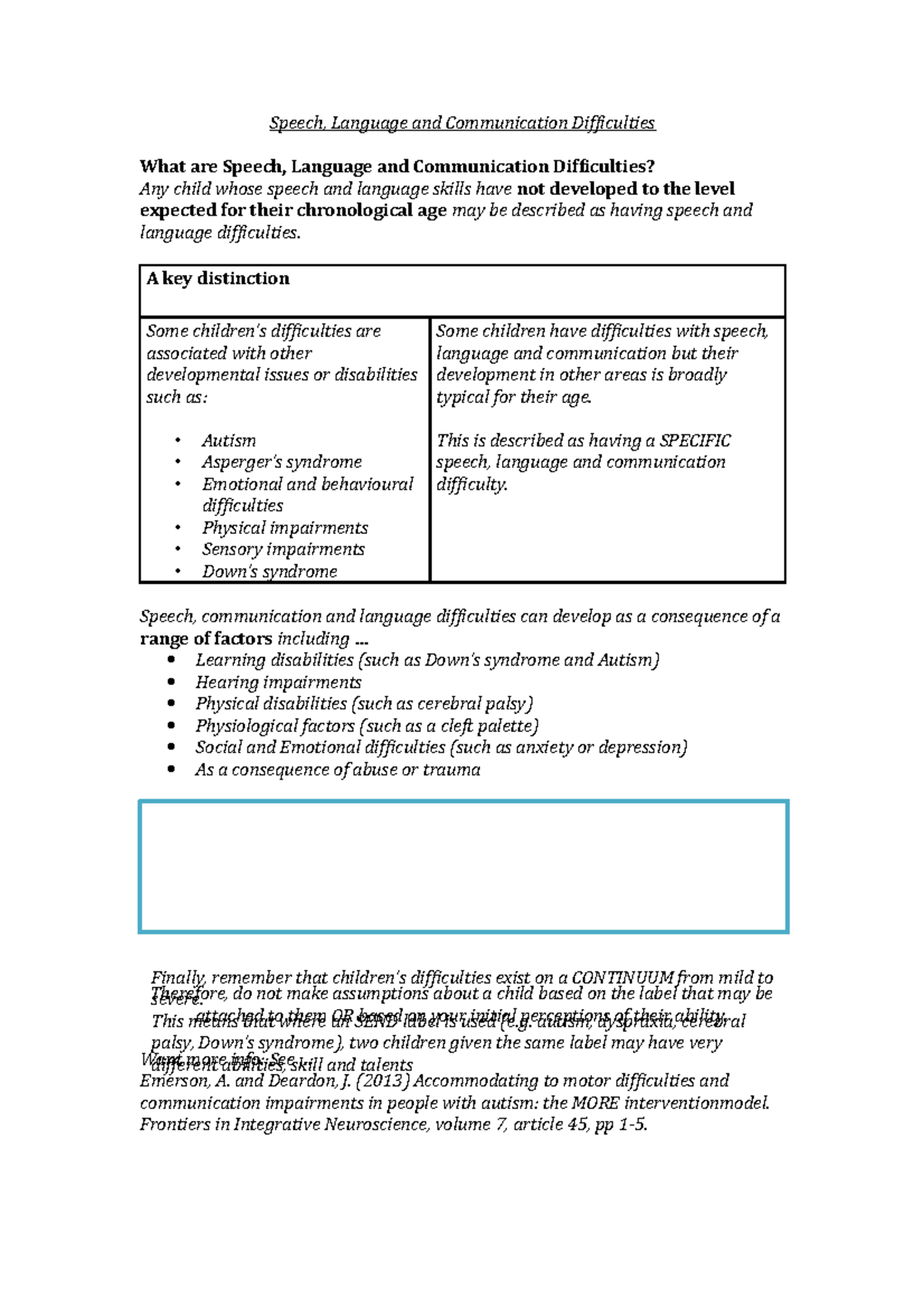 Speech And Language Difficulties A Key Distinction Some Children s