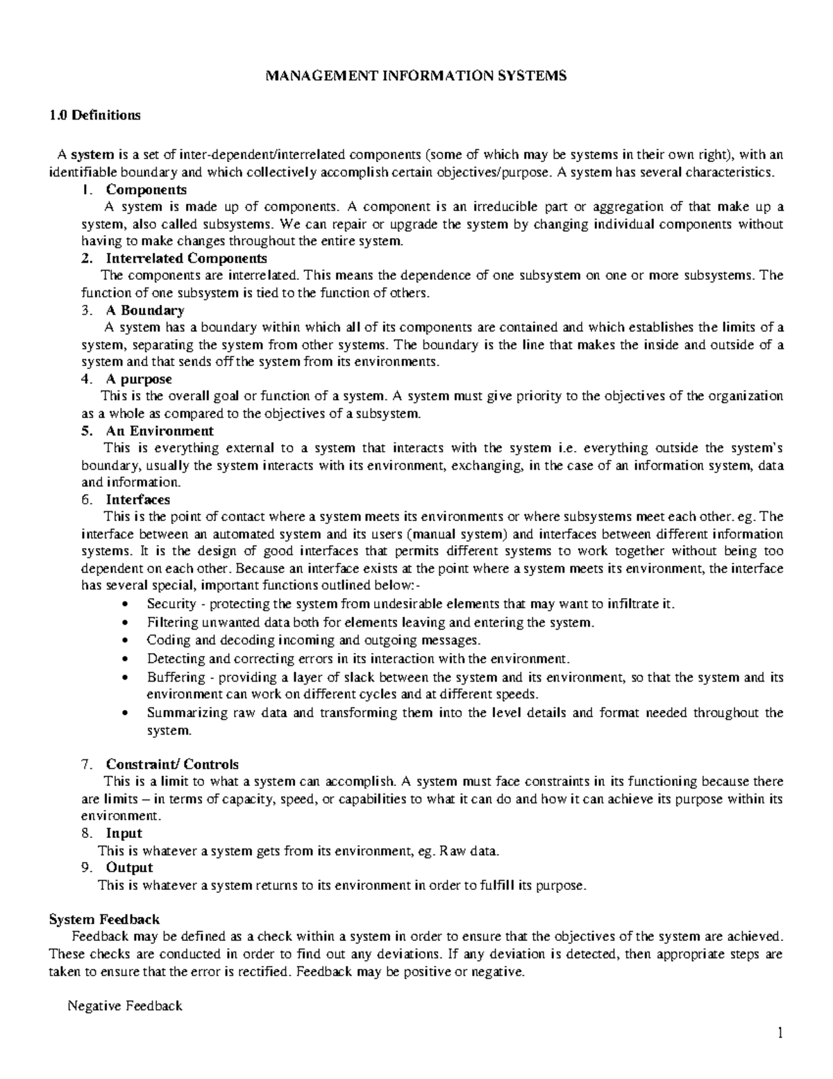 MIS Notes -Intro 2017-1 - MANAGEMENT INFORMATION SYSTEMS 1 Definitions ...