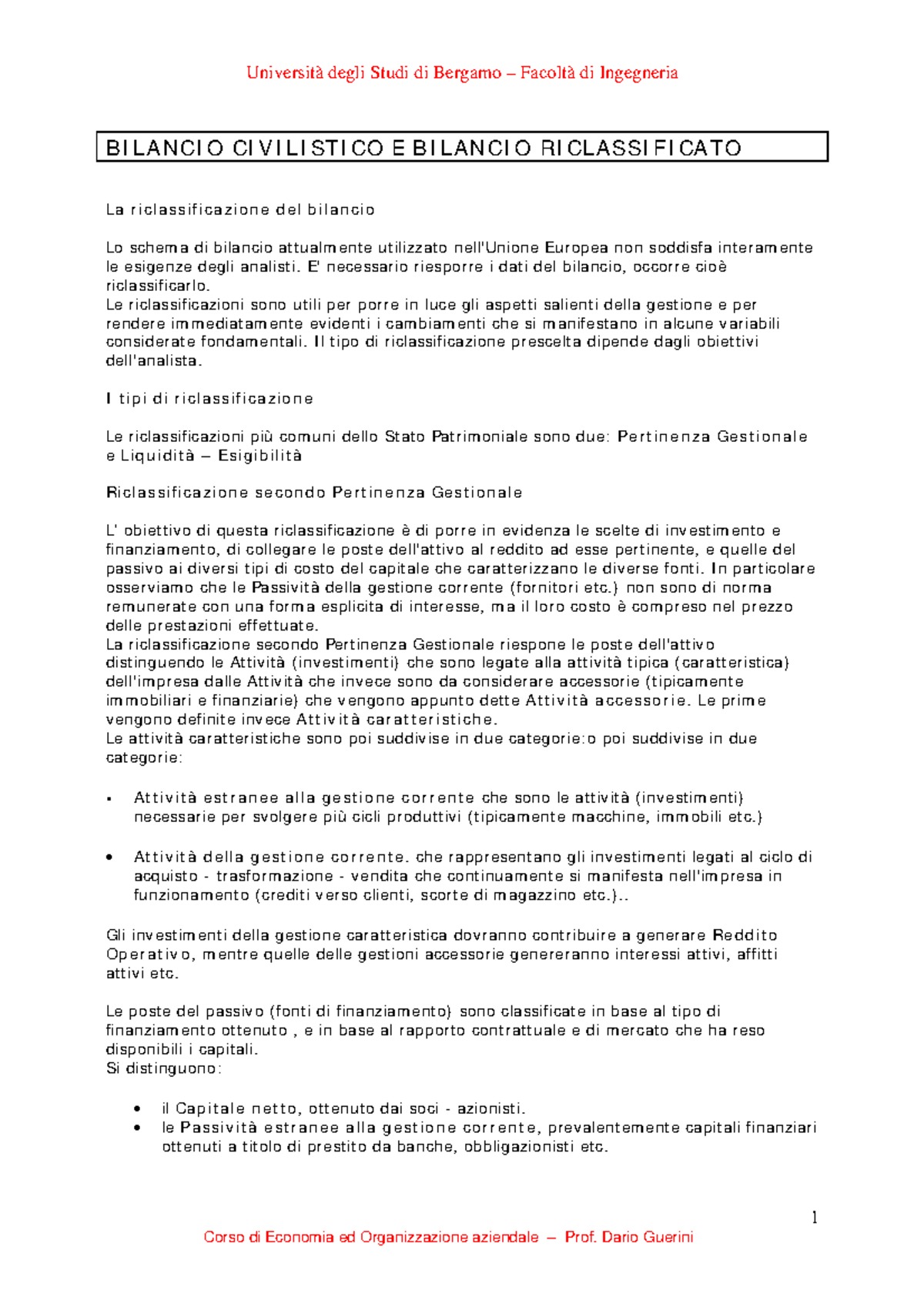 26758- Bilancio Civilistico E Bilancio Riclassificato - UniSs - Studocu