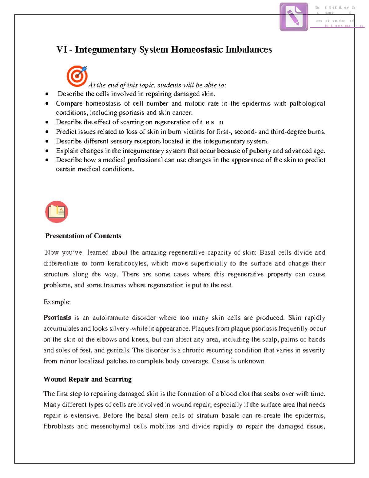 VI Integuemtary System Homeostatic Imbalances Integumentary ...