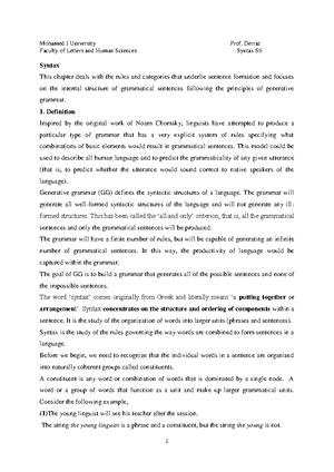 Lesson 2 Phrase structure trees and rules 2021 - 1 7 Phrase structure trees and rules Phrase ...