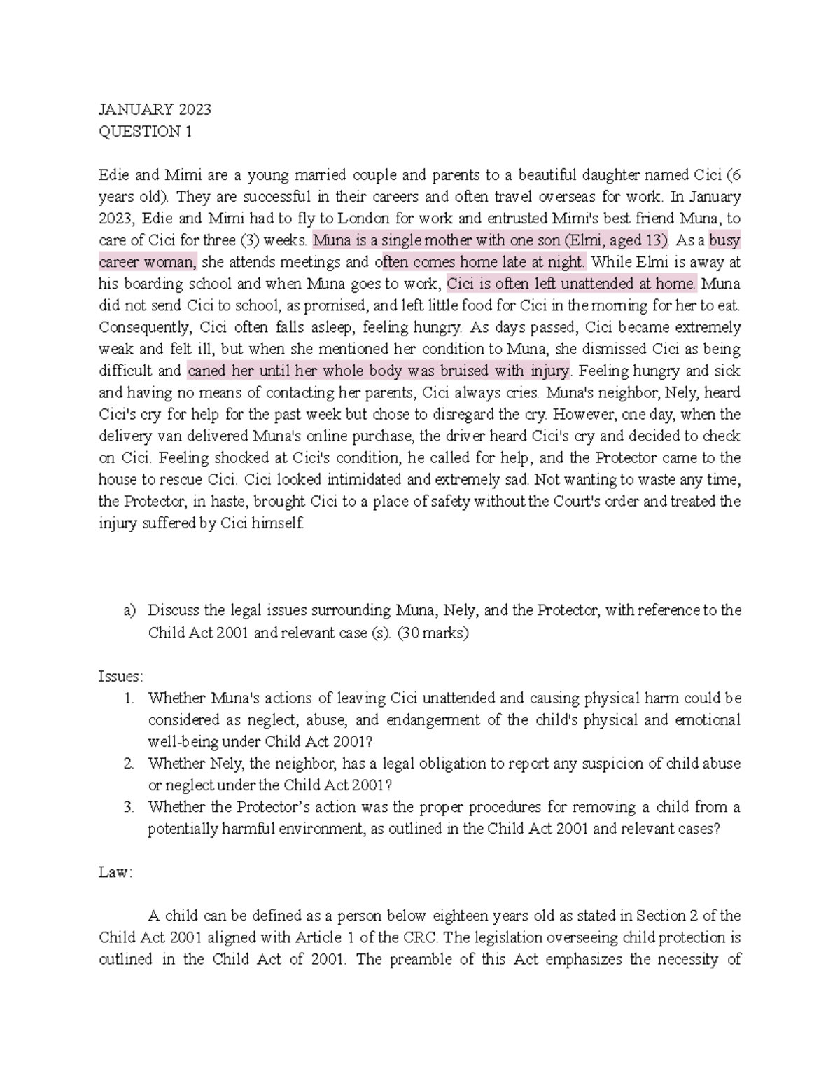 Child LAW Tutorial - only for reference and do not merely follow my ...