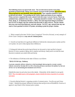 SAA week 8 - intro to criminal justice SAA assignment week 8 teacher ...