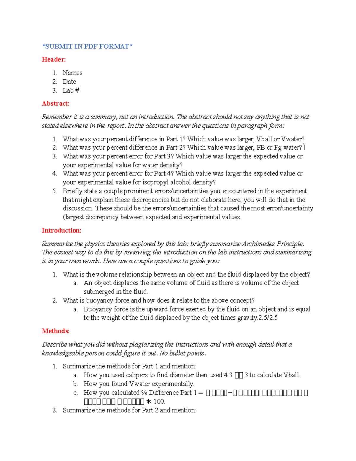 Lab 8 Notes (Physics) - SUBMIT IN PDF FORMAT Header: Names Date Lab ...
