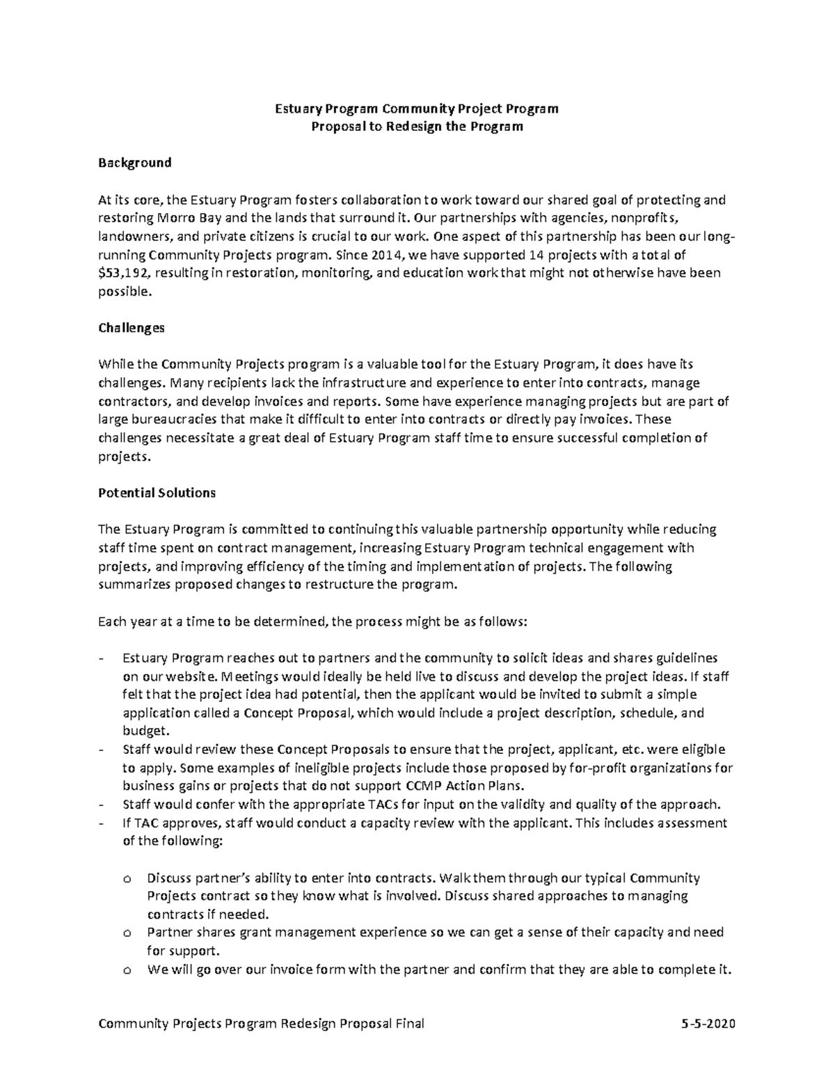 Community Project Program Proposal - Our partnerships with agencies ...